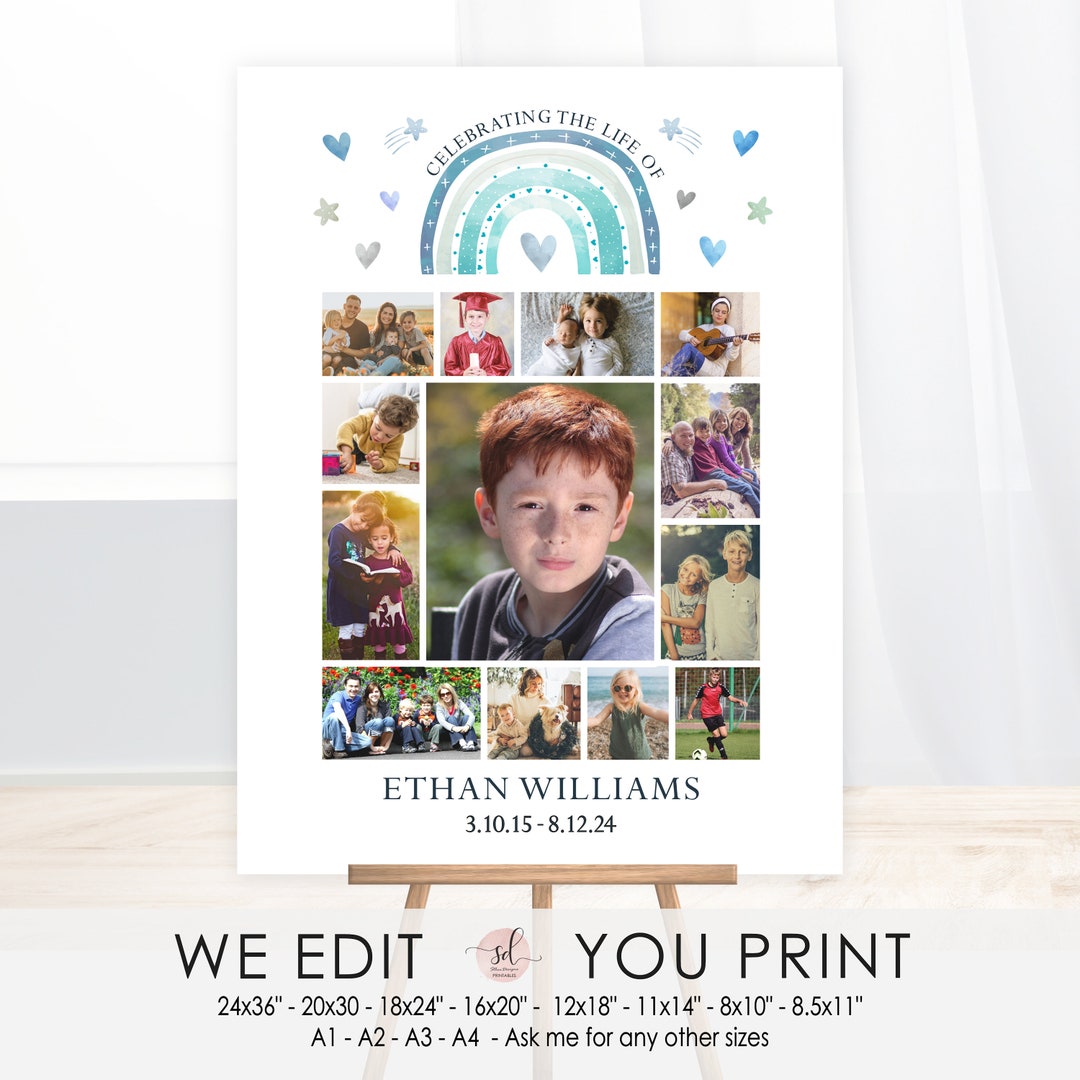 Child Memorial Poster, Kids Funeral Photo Collage, Celebration of Life ...