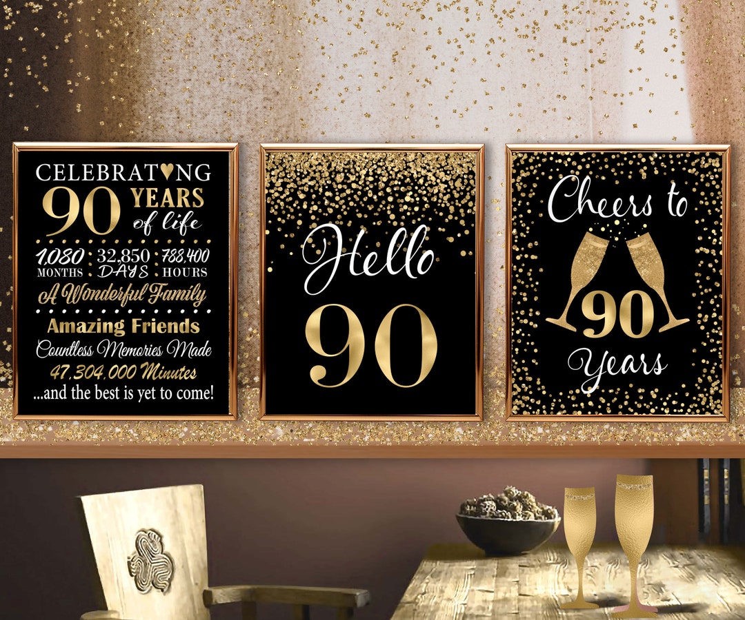 Printable 90th Birthday Signs 90th Bundle Cheers to 90 - Etsy