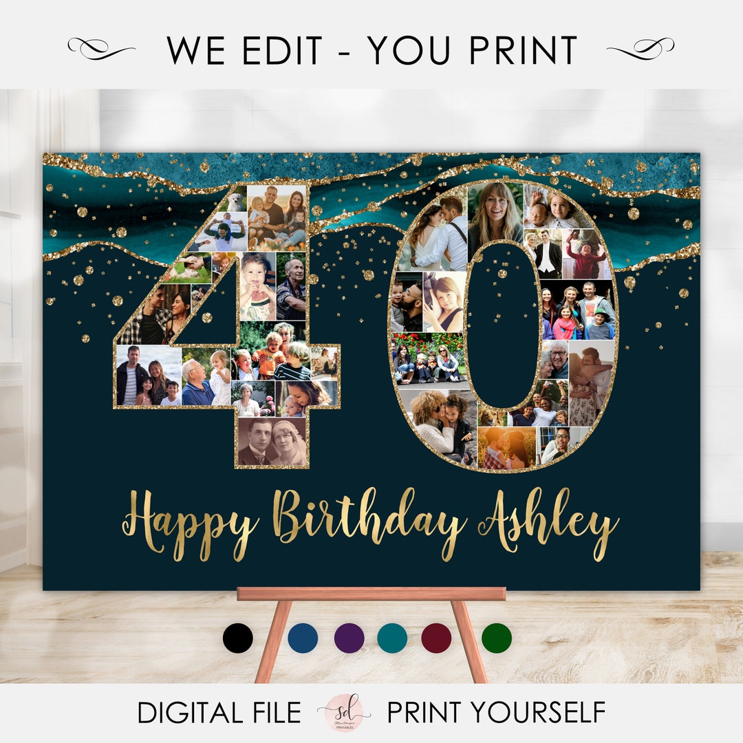 40th Birthday Photo Collage, 40th Anniversary, 40 Number Collage, 40 ...