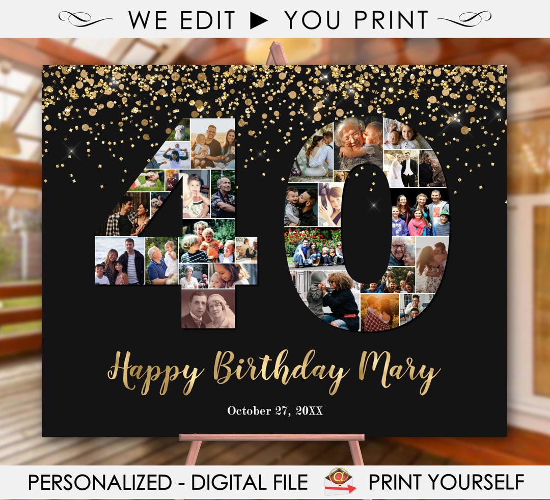 40th Birthday Photo Collage 40th Anniversary Collage 40 - Etsy