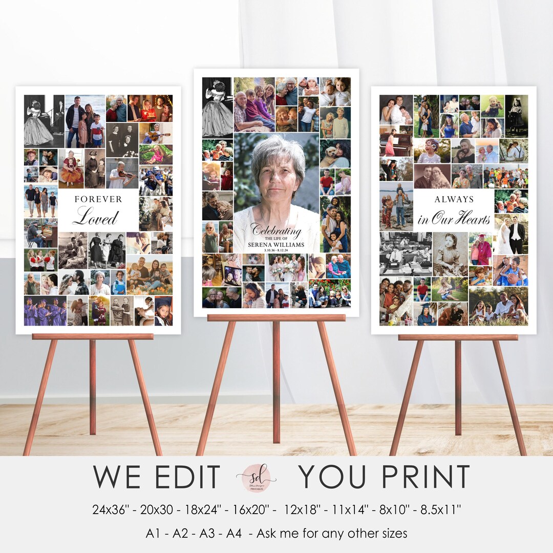 Memorial Poster, Funeral Photo Collage, Celebration of Life, in Loving ...