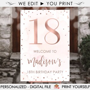 18th Birthday Sign Rose Gold 18th Welcome Sign 18th Party - Etsy