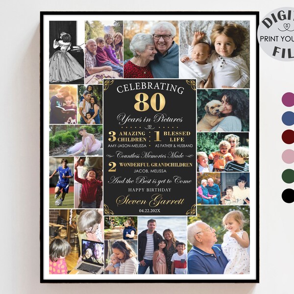 Happy 80th Birthday Card Printable - Etsy