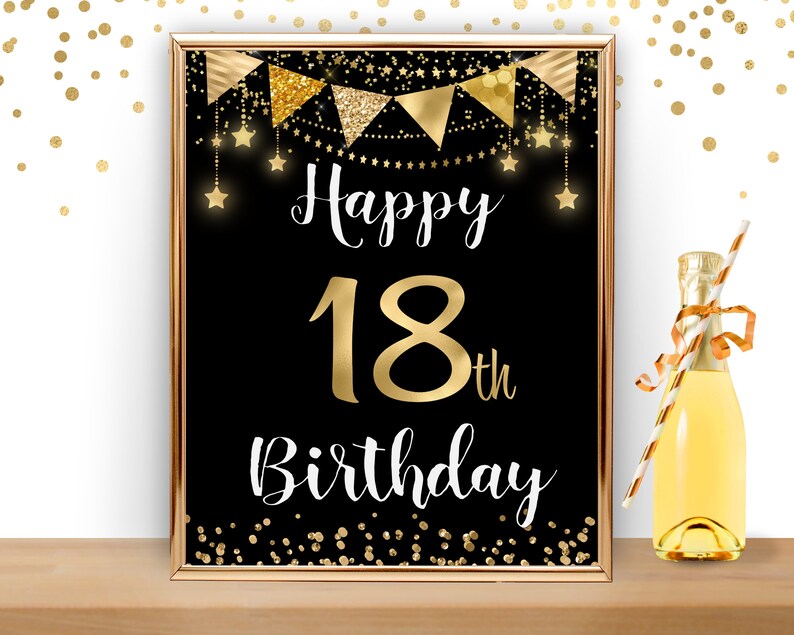 Printable 18th Birthday Signs Hello 18 Cheers to 18 Years - Etsy