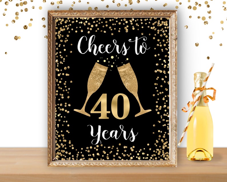 Printable 40th Birthday Signs Pack Hello 40 Cheers To 40 Etsy