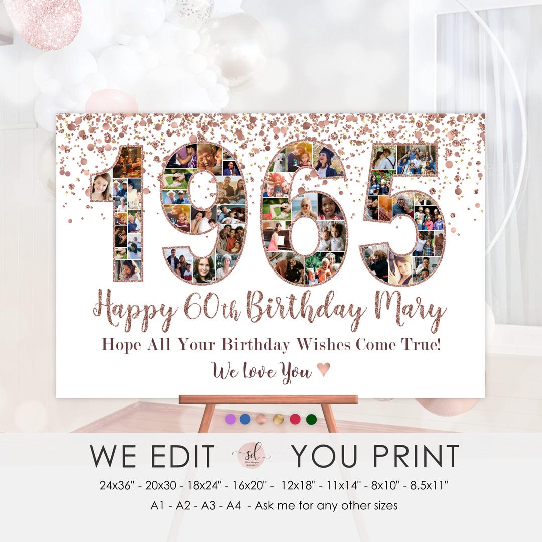 1965 Collage, 60th Birthday Photo Collage, 60th Anniversary, 1965 ...