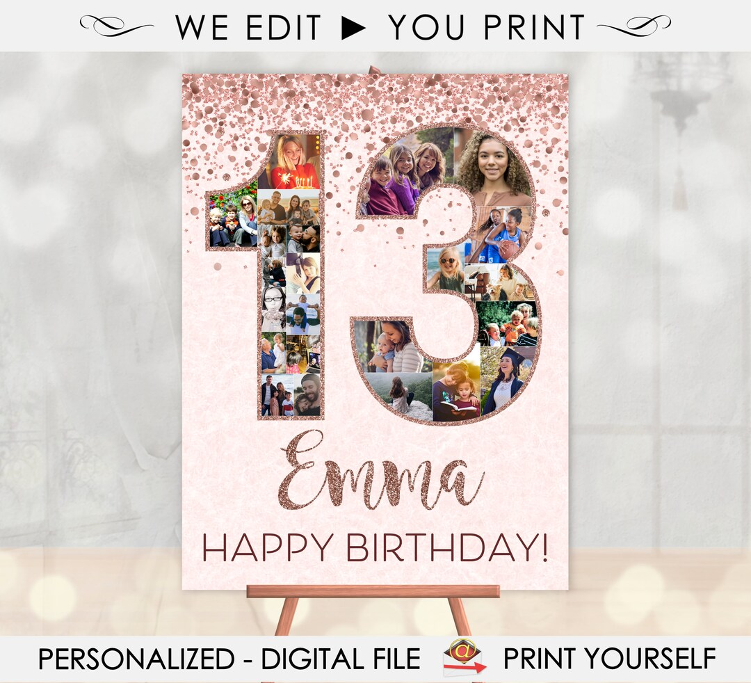 13th Birthday Photo Collage Gift for Daughter 13 Number - Etsy