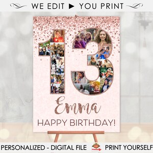 13th Birthday Photo Collage Gift for Daughter 13 Number - Etsy