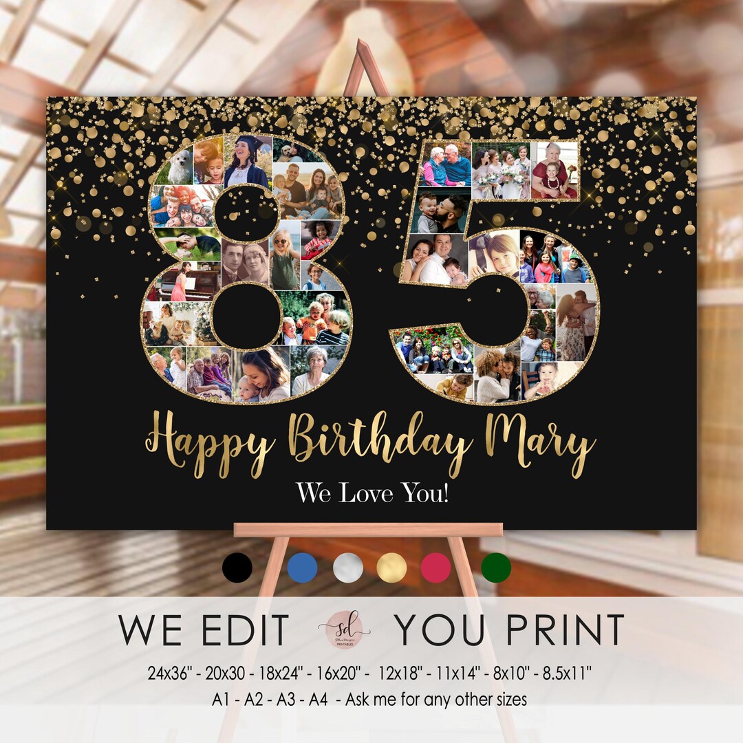 85th Birthday Photo Collage, 85th Anniversary Collage, 85 Number ...