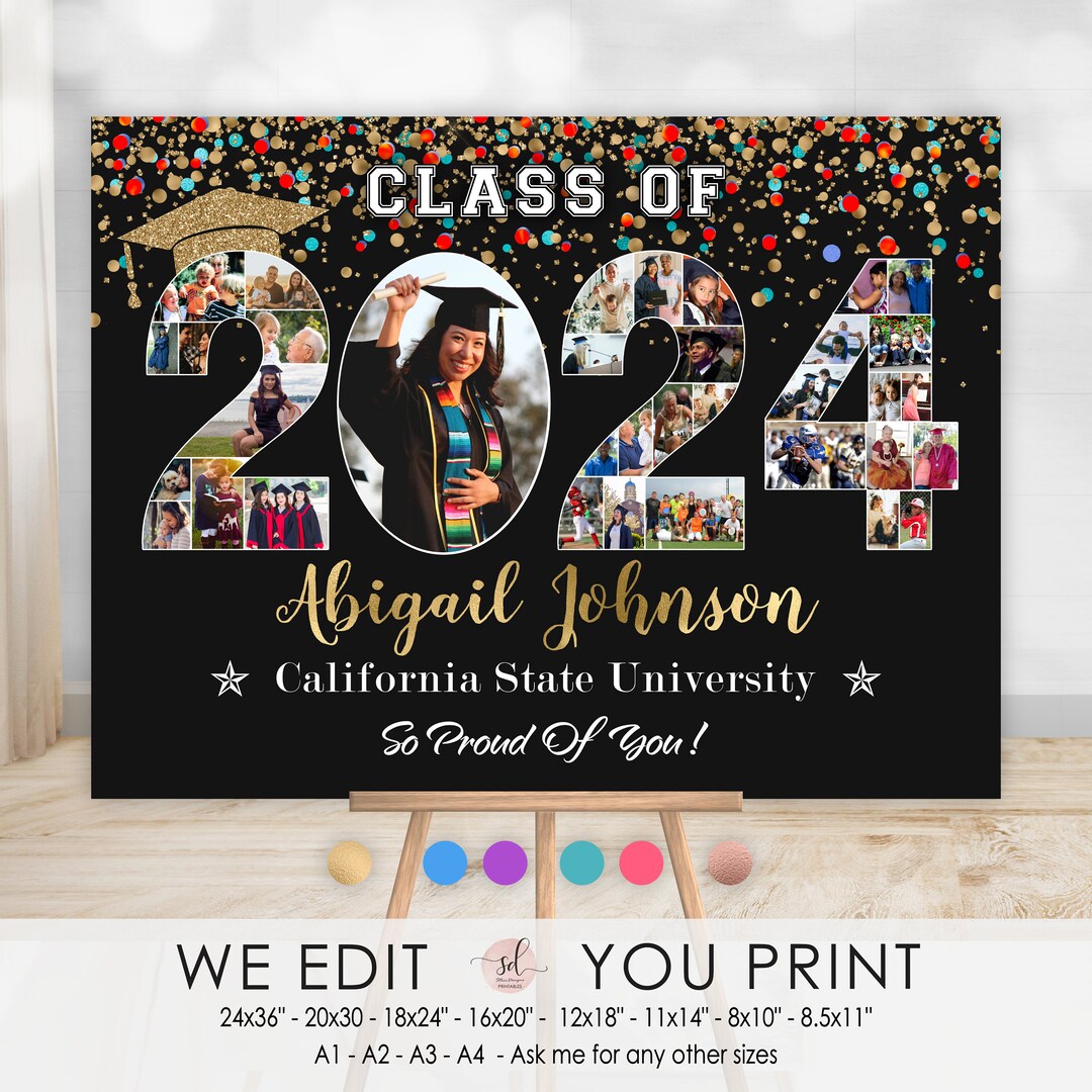 Graduation Photo Collage, Grad Pictures Poster, Graduation Party ...