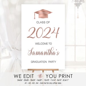 Graduation Welcome Sign, Class of 2024, Gold Graduate Celebration ...