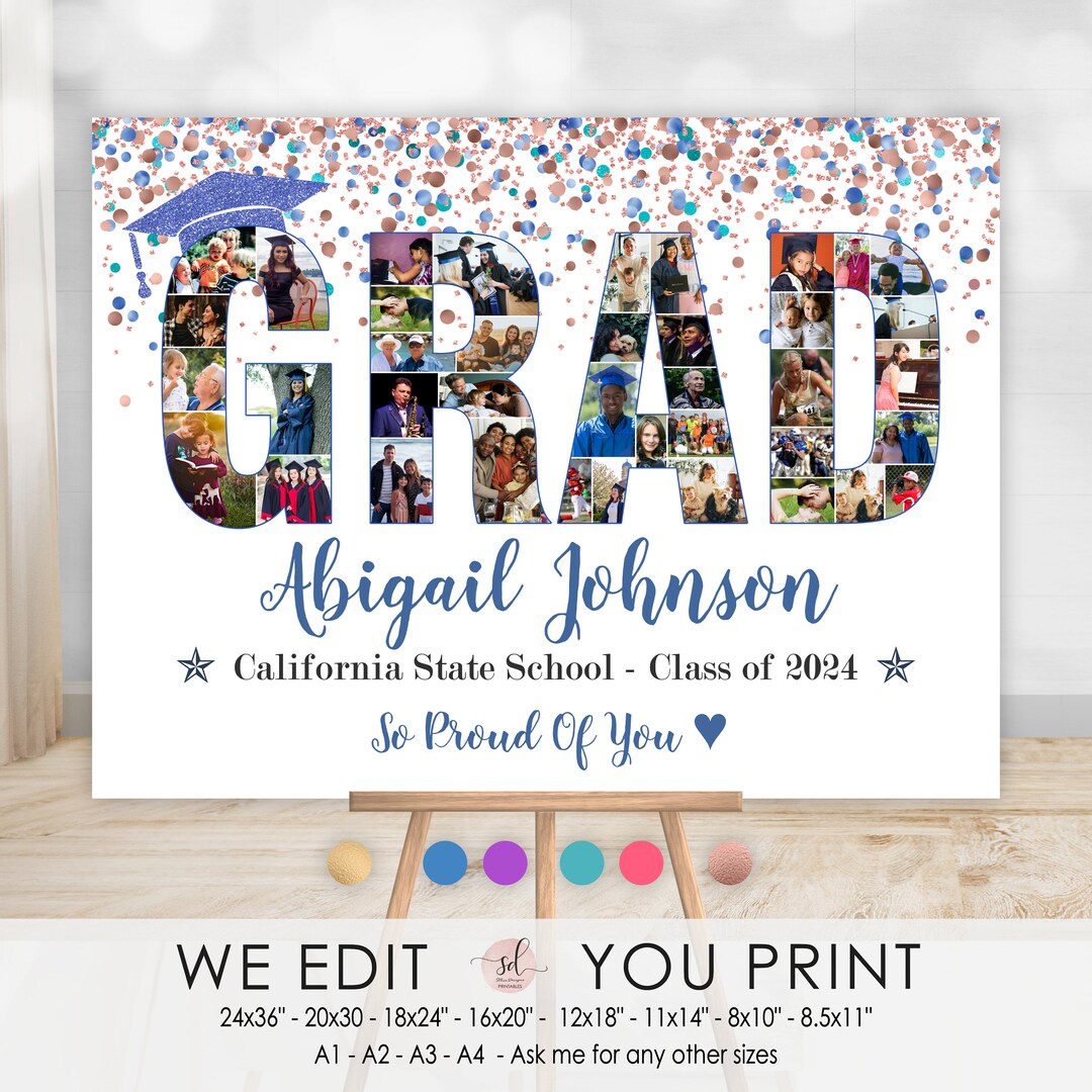 Graduate Photo Collage, Grad Pictures Poster, Graduation Party ...