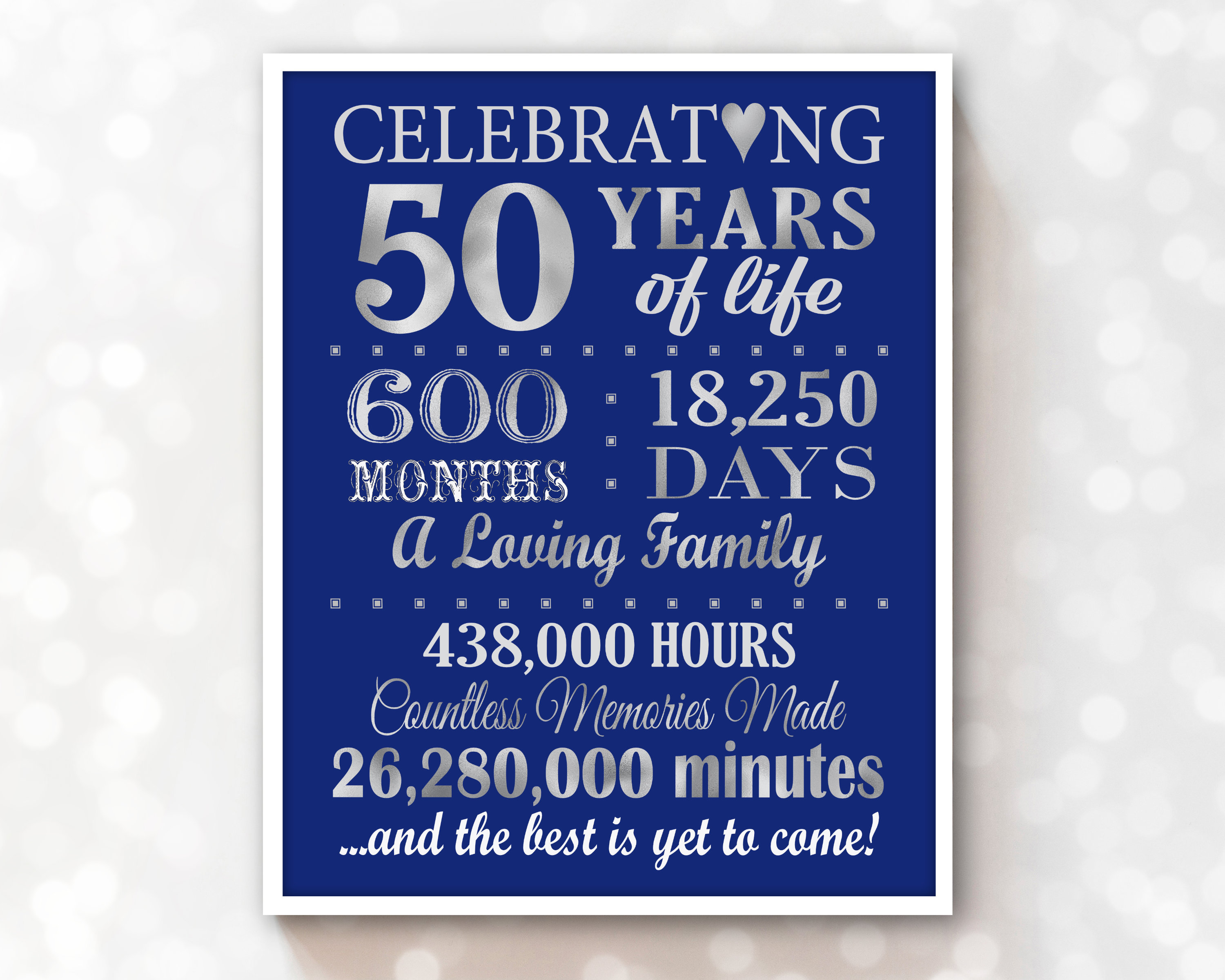 Printable 50th Birthday Signs Pack Blue Royal Silver Hello - Etsy Australia