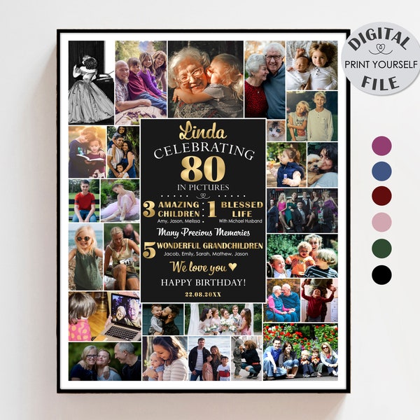 80th Birthday Photo Collage - Etsy