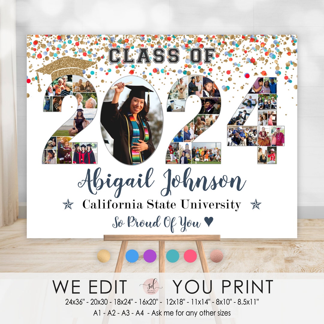 Graduate Photo Collage, Grad Pictures Poster, Graduation Party ...