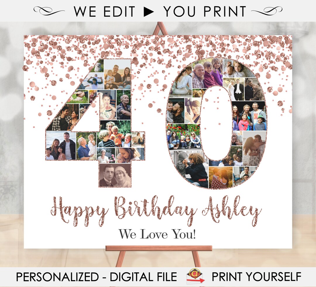 40th Birthday Photo Collage 40th Anniversary Collage 40 - Etsy