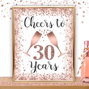 Printable 30th Birthday Signs Rose Gold Sign Hello 30 - Etsy