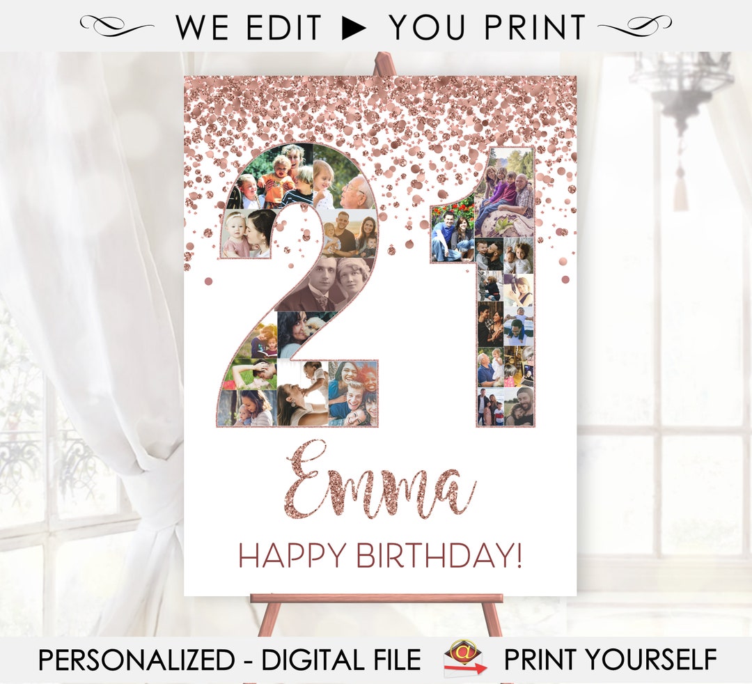21st Birthday Photo Collage 21st Anniversary Collage 21 - Etsy