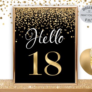 Printable 18th Birthday Signs, Hello 18, Cheers to 18 Years, 18th ...
