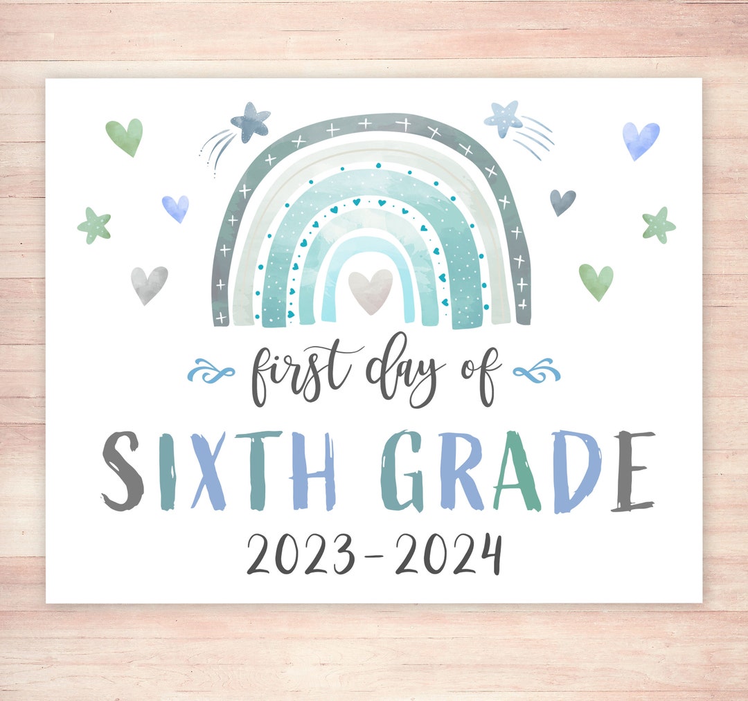 Boho Rainbow First Day of 6th Grade Sign Back to School - Etsy UK