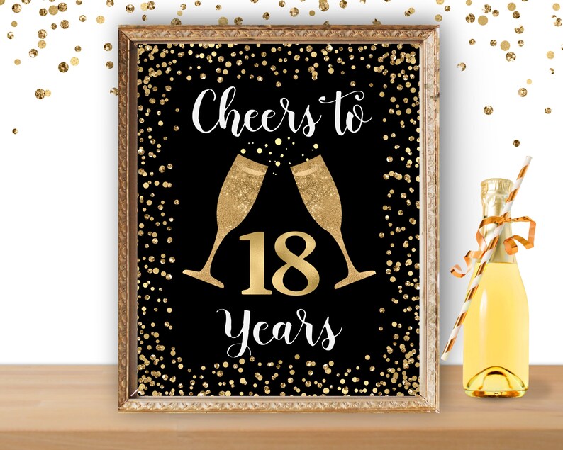Printable 18th Birthday Signs Hello 18 Cheers to 18 Years - Etsy
