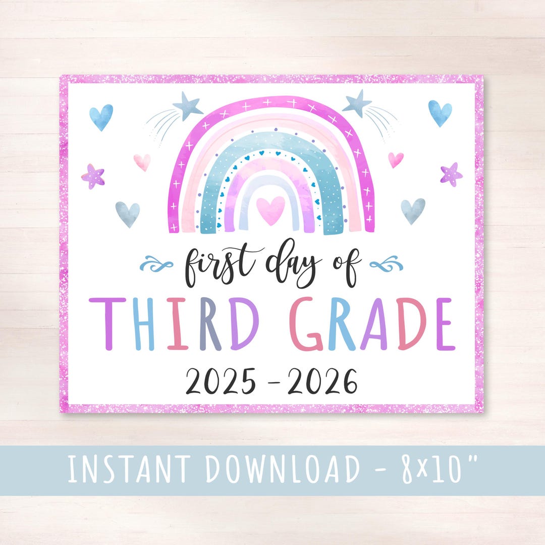 First Day of 3rd Grade Sign, Back to School, First Day Third Grade ...