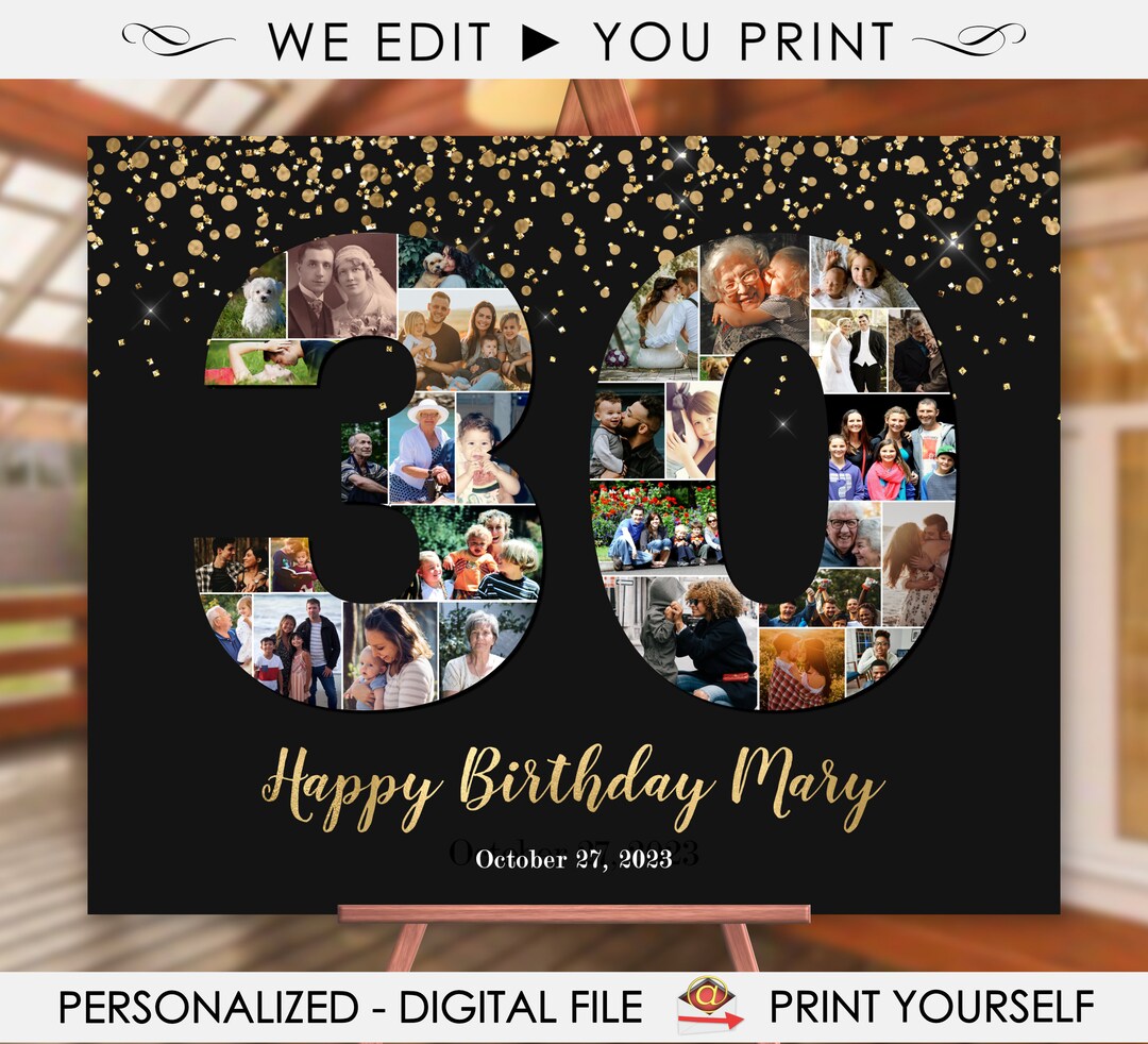 30th Birthday Photo Collage 30th Anniversary Collage 30th - Etsy