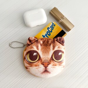 Cat Face Wallet, Cat Zipper Purse, Cat Key Chain, Cat Lover Gift. - Etsy