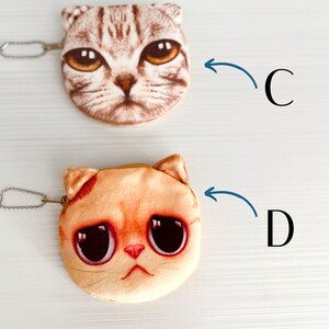 Cat Face Wallet, Cat Zipper Purse, Cat Key Chain, Cat Lover Gift. - Etsy