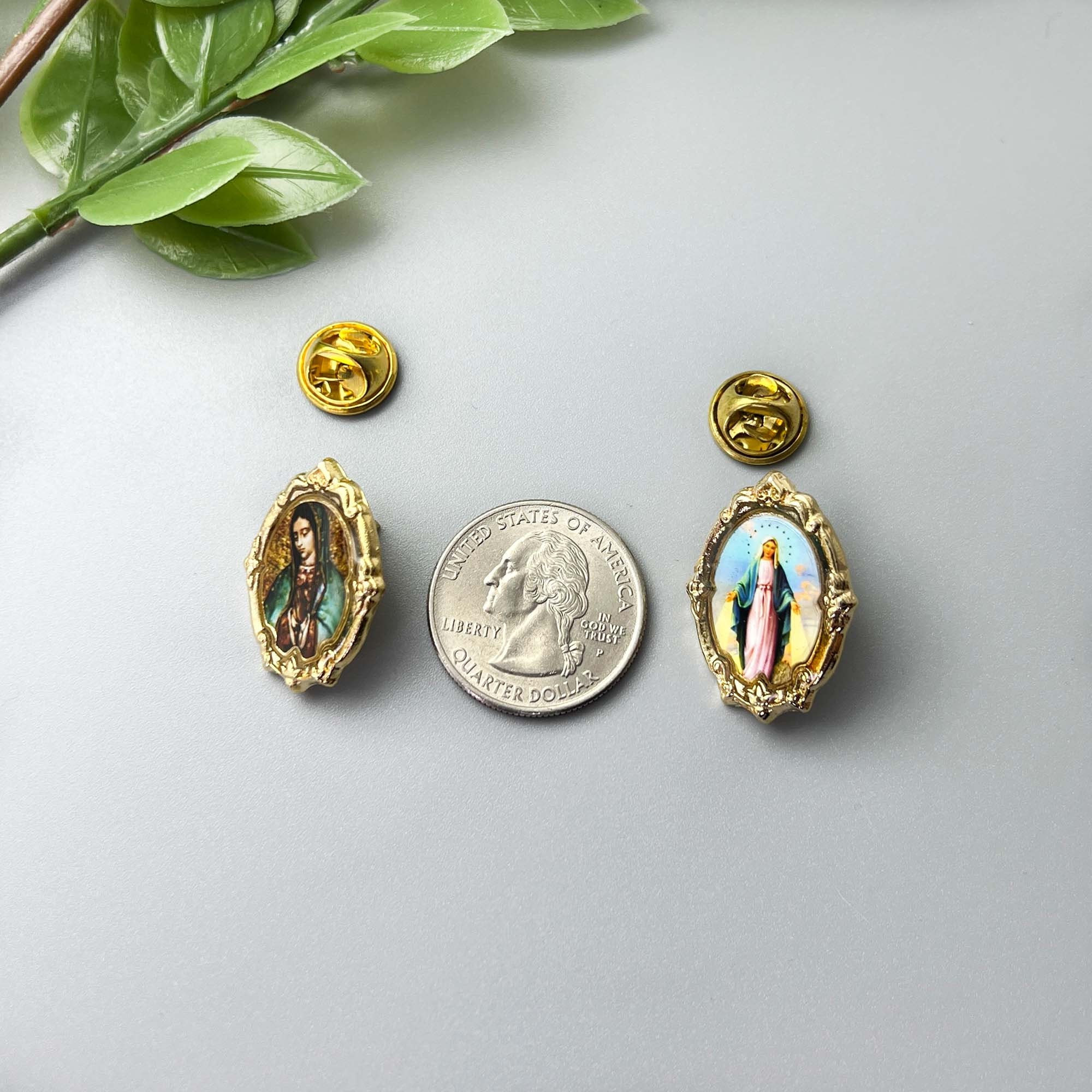 Virgin Mary Pin, Gold Pin, Miraculous Virgin Pin, Religious Pin Gift ...