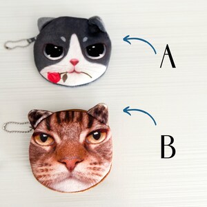 Cat Face Wallet, Cat Zipper Purse, Cat Key Chain, Cat Lover Gift. - Etsy