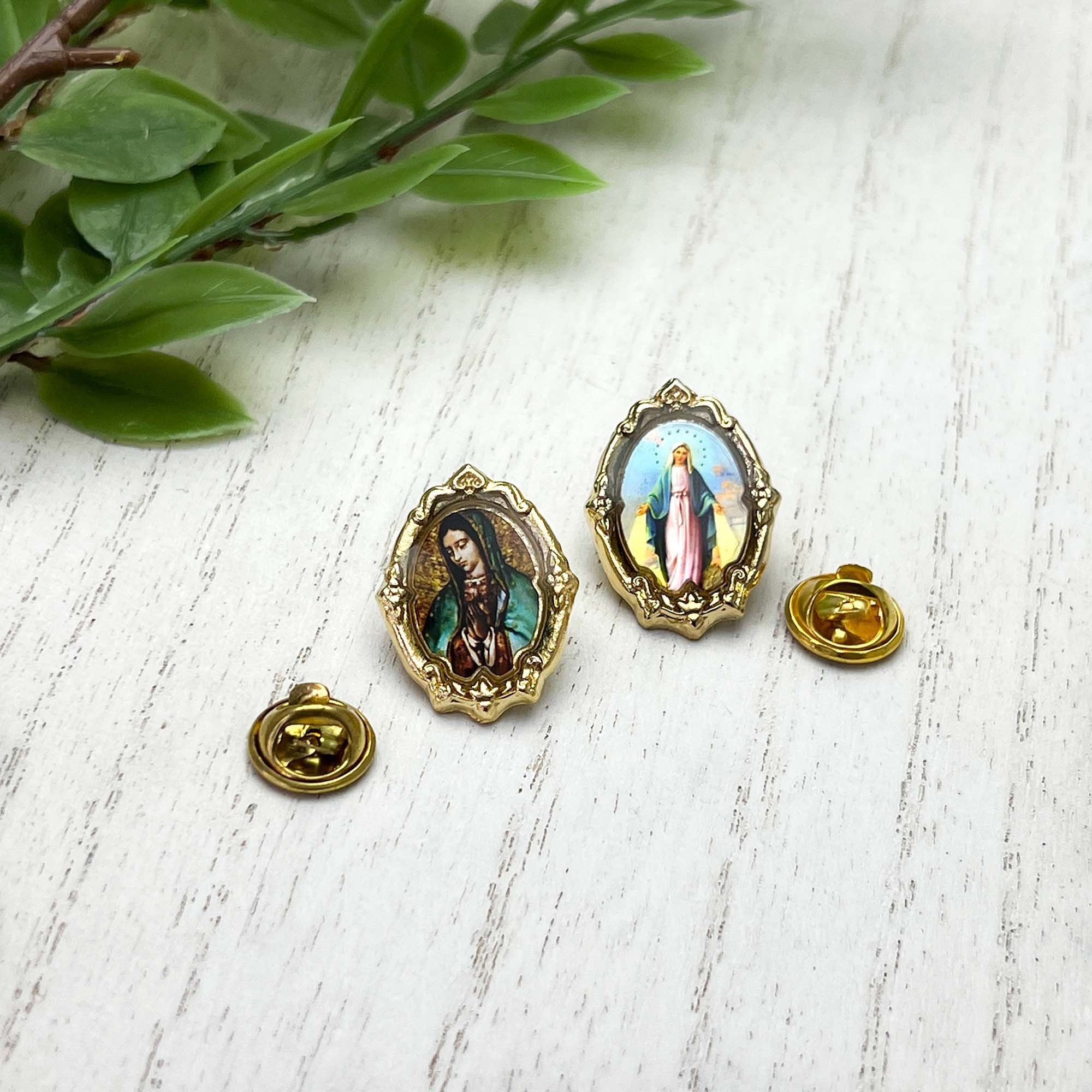 Virgin Mary Pin, Gold Pin, Miraculous Virgin Pin, Religious Pin Gift ...