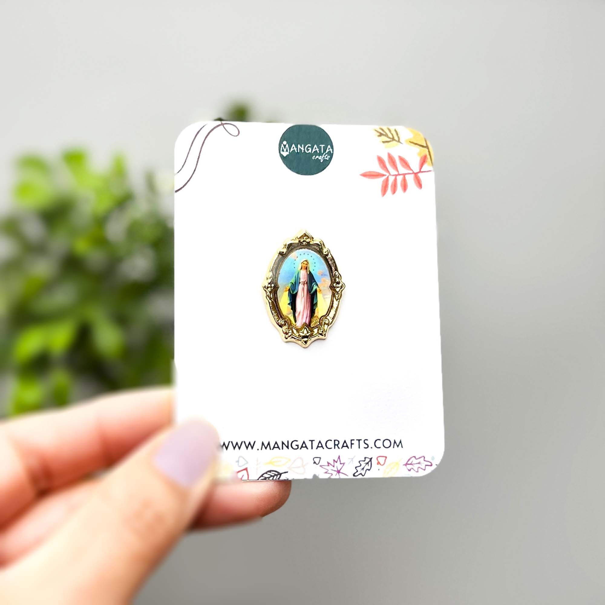 Virgin Mary Pin, Gold Pin, Miraculous Virgin Pin, Religious Pin Gift ...