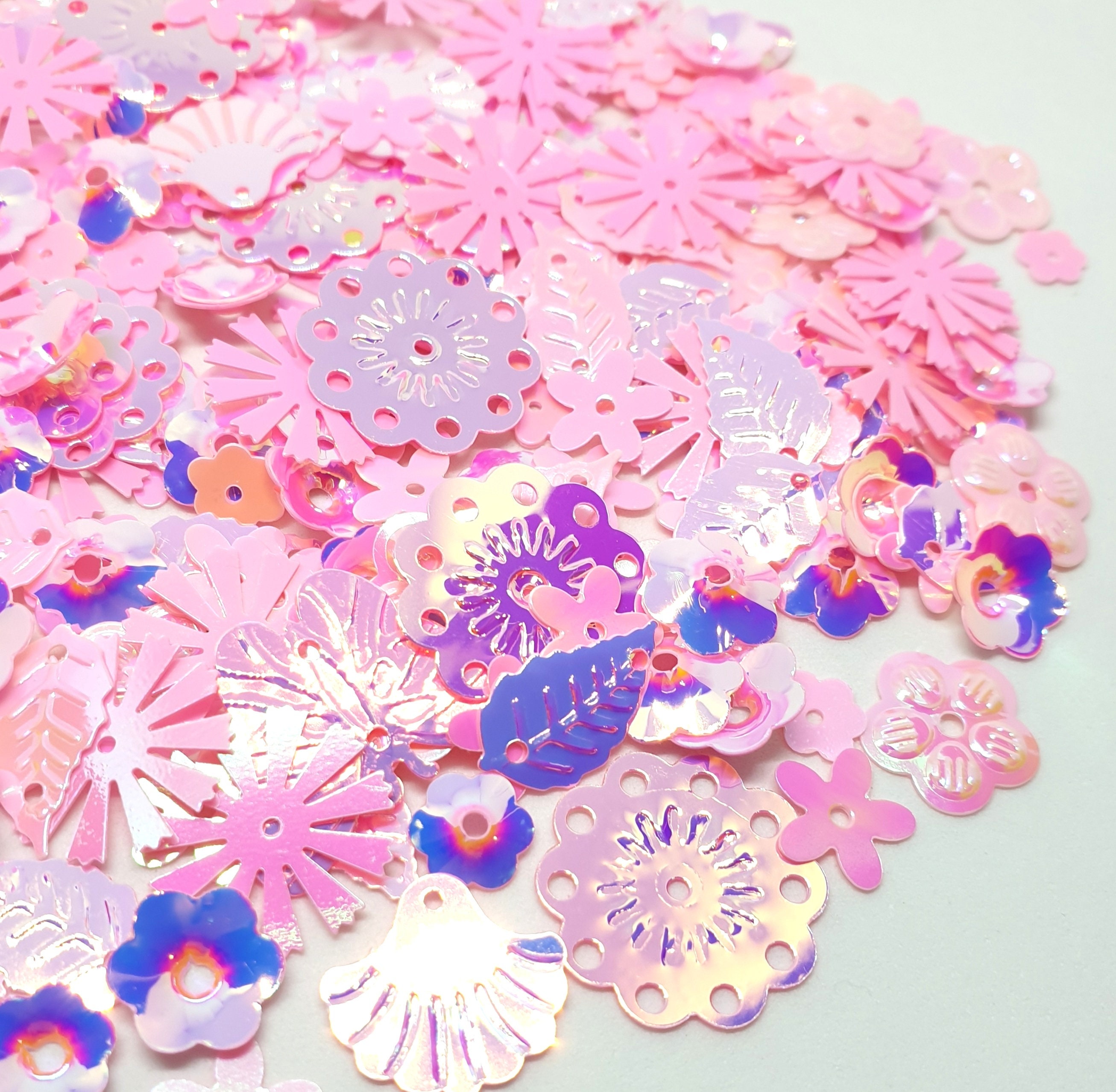 Pink Mixed Sequins Flowers, Leaves, Butterflies & Shells - Etsy