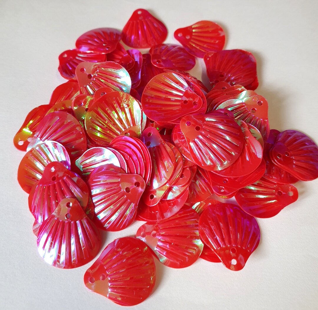 18mm Deep Red With a Blue/ Green Shine Sequin Shells - Etsy