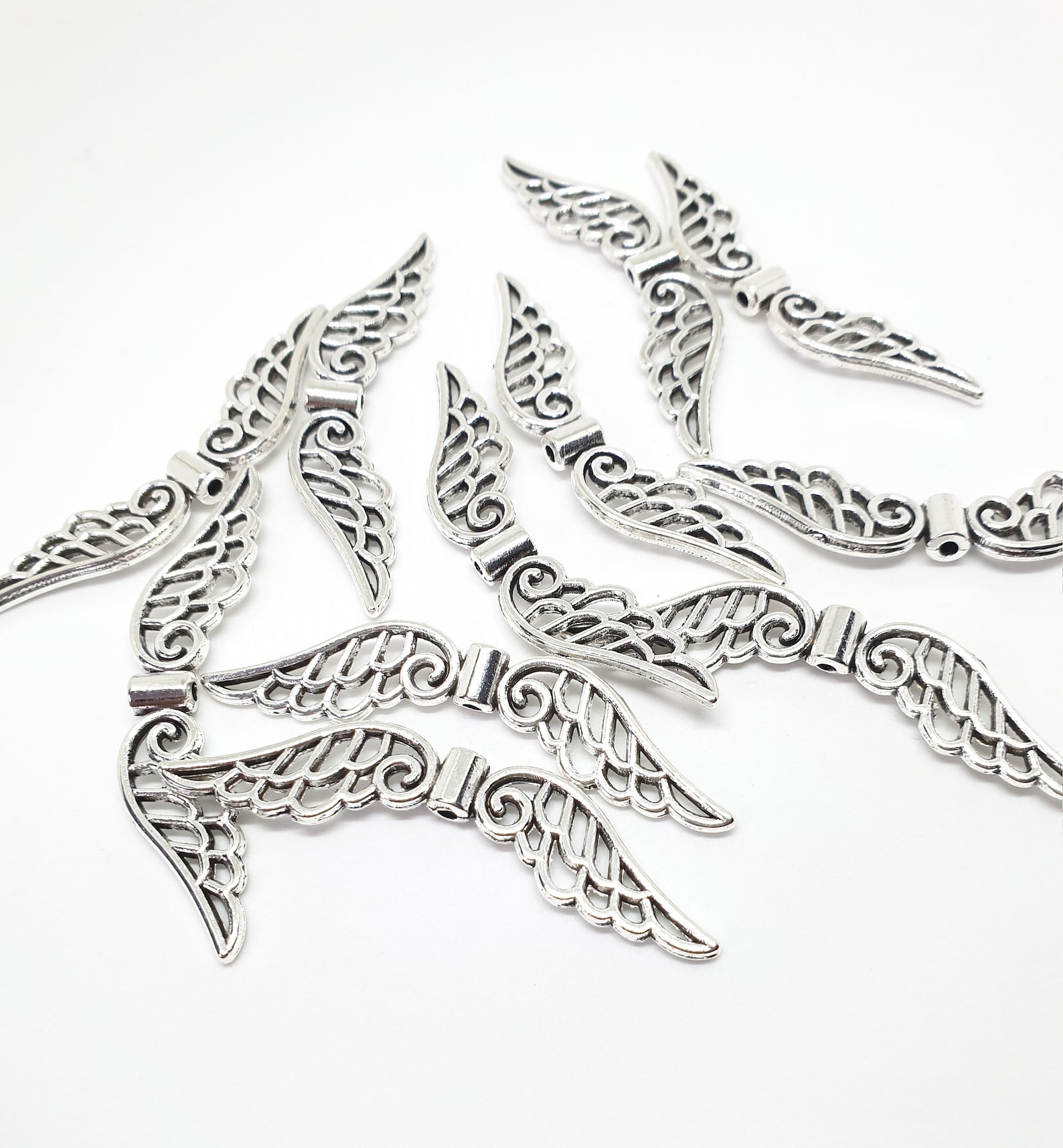 10 X 52mm Large Silver Filigree Angel Wings Charms Pendant. - Etsy
