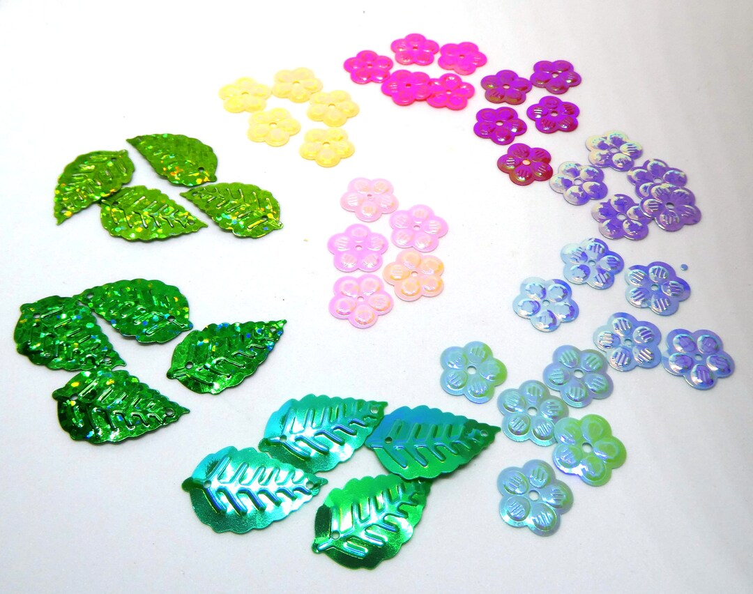 13mm Sequin Flowers and Leaves 10 X 5g Packets - Etsy