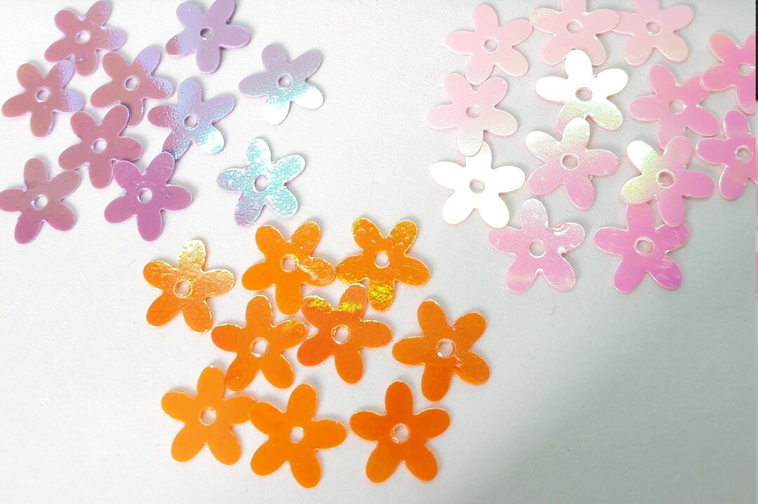 Flat AB Sequin Flowers 10g in 4 Colour Ways - Etsy UK