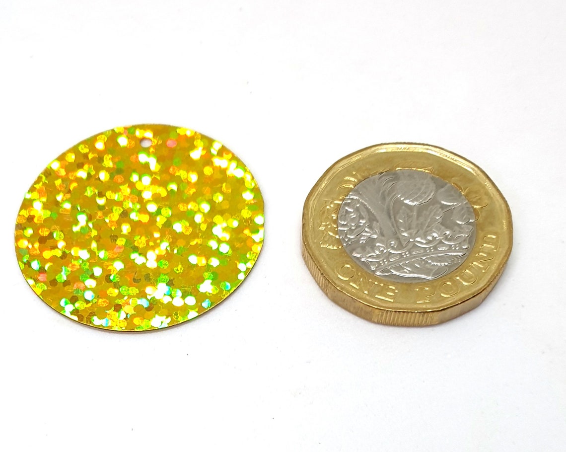 30mm large round hologram sequins gold 25pcs | Etsy