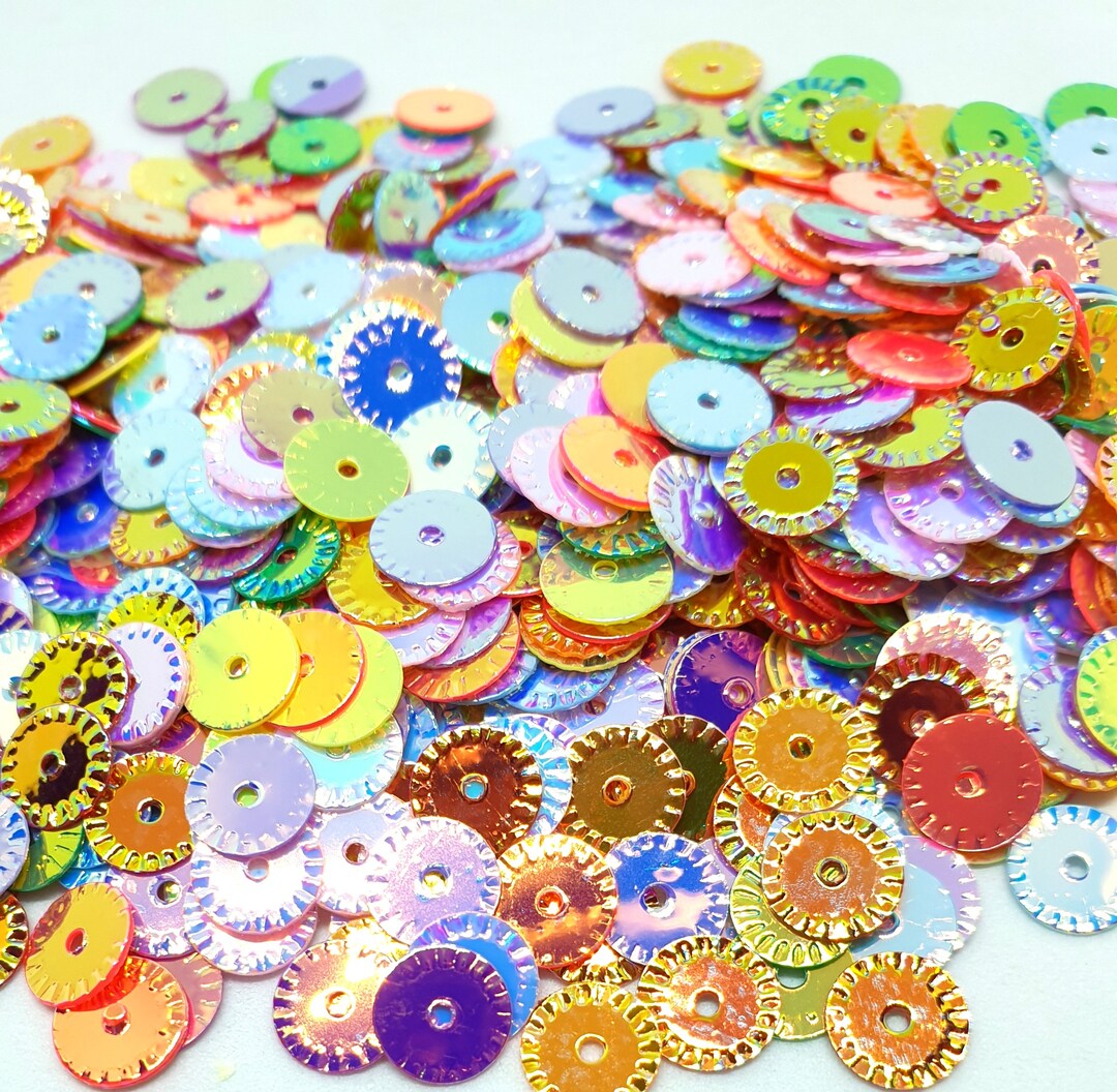 10g of 7mm Fluted Edged Round Sequins Mixed Colors - Etsy