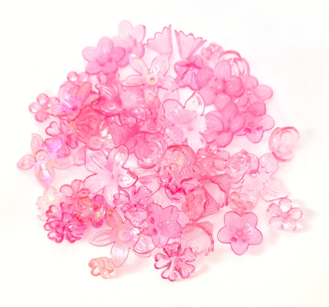 25g of Pale Pink Transparent Acrylic Flowers - Etsy