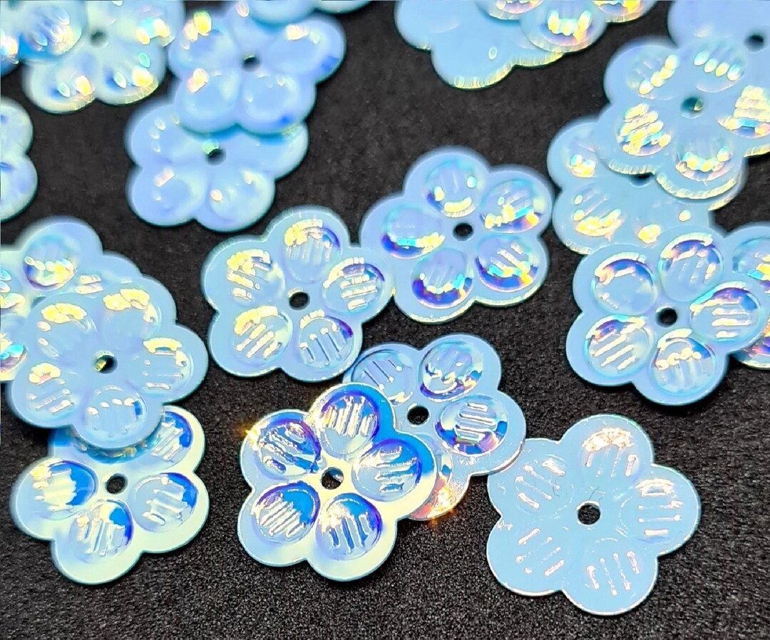 10g of Blue Bubble Flower Sequins With a Gold AB Shine. - Etsy