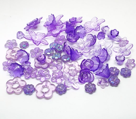 25g of Violet Purple Transparent Acrylic Flowers - Etsy