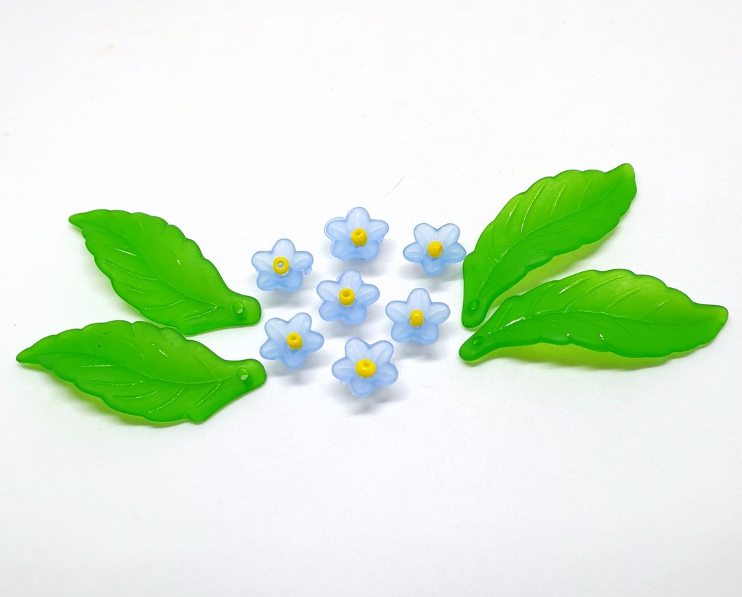Acrylic Forget-me-not Flowers and Leaf Beads - Etsy