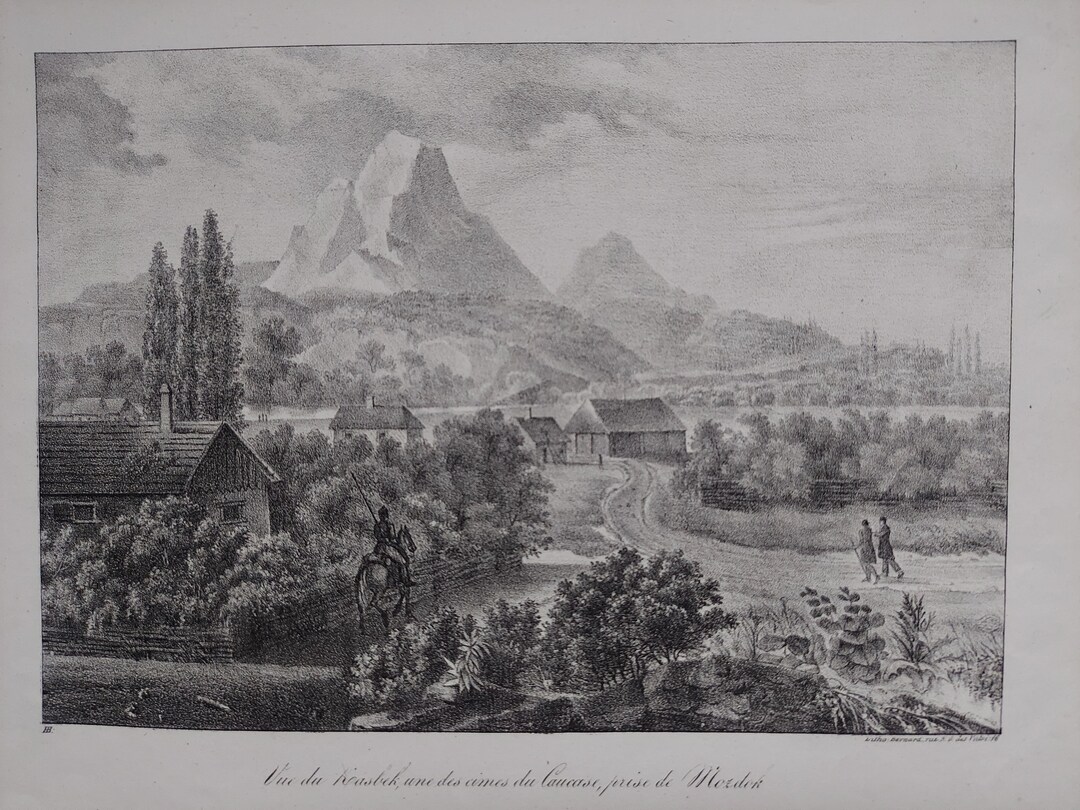Original Mid 1800s Empire Lithograph: Vue Du Kasbek Litho - Etsy