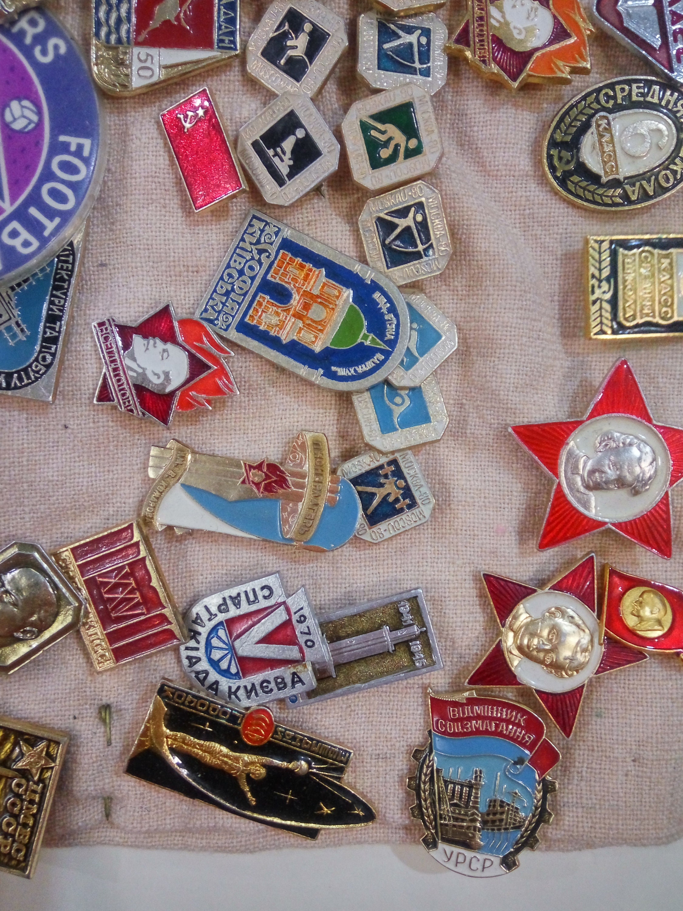 Collection of Soviet 1970s and 1980s Badges, Soviet Propaganda Pins ...