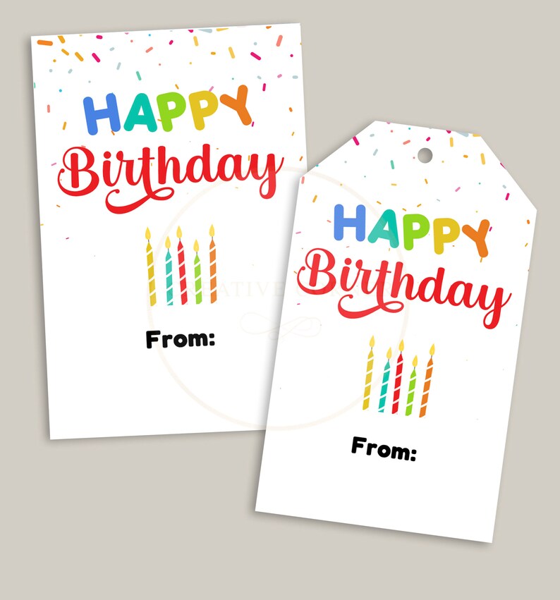 Colorful Happy Birthday Editable Gift Tag, Printable Birthday Gift Tag ...