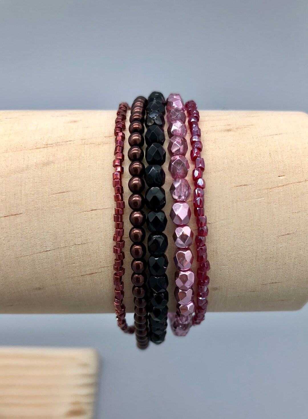Stacked Layered Beaded Bracelet: Multi-strand Dark Bronze - Etsy