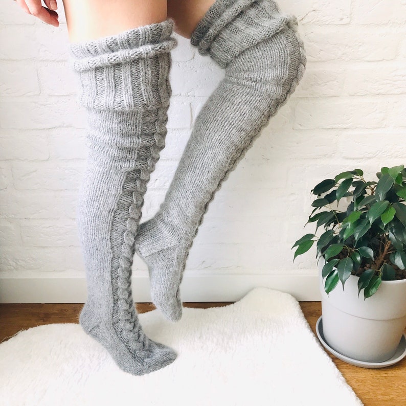 Thigh High Socks Plus Size Slouchy Socks Fuzzy Socks Leg Etsy