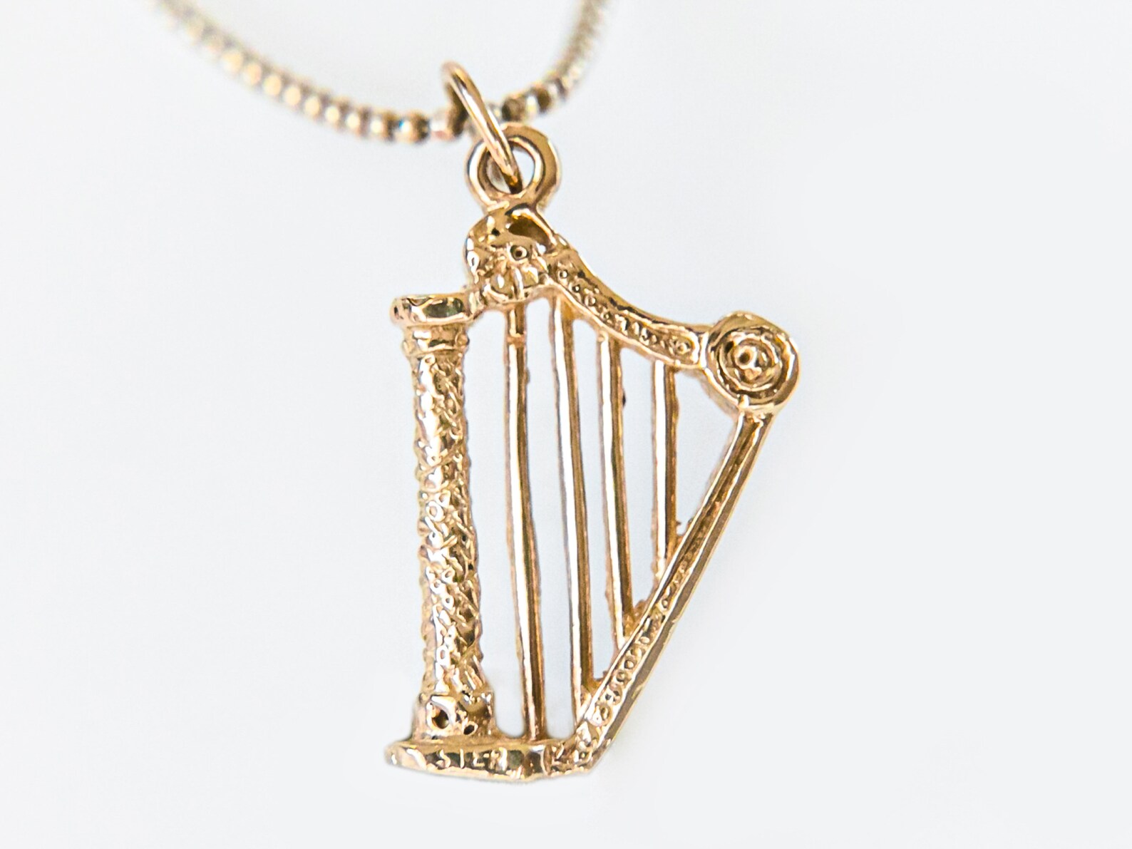 Vintage 10k Harp Charm - Etsy